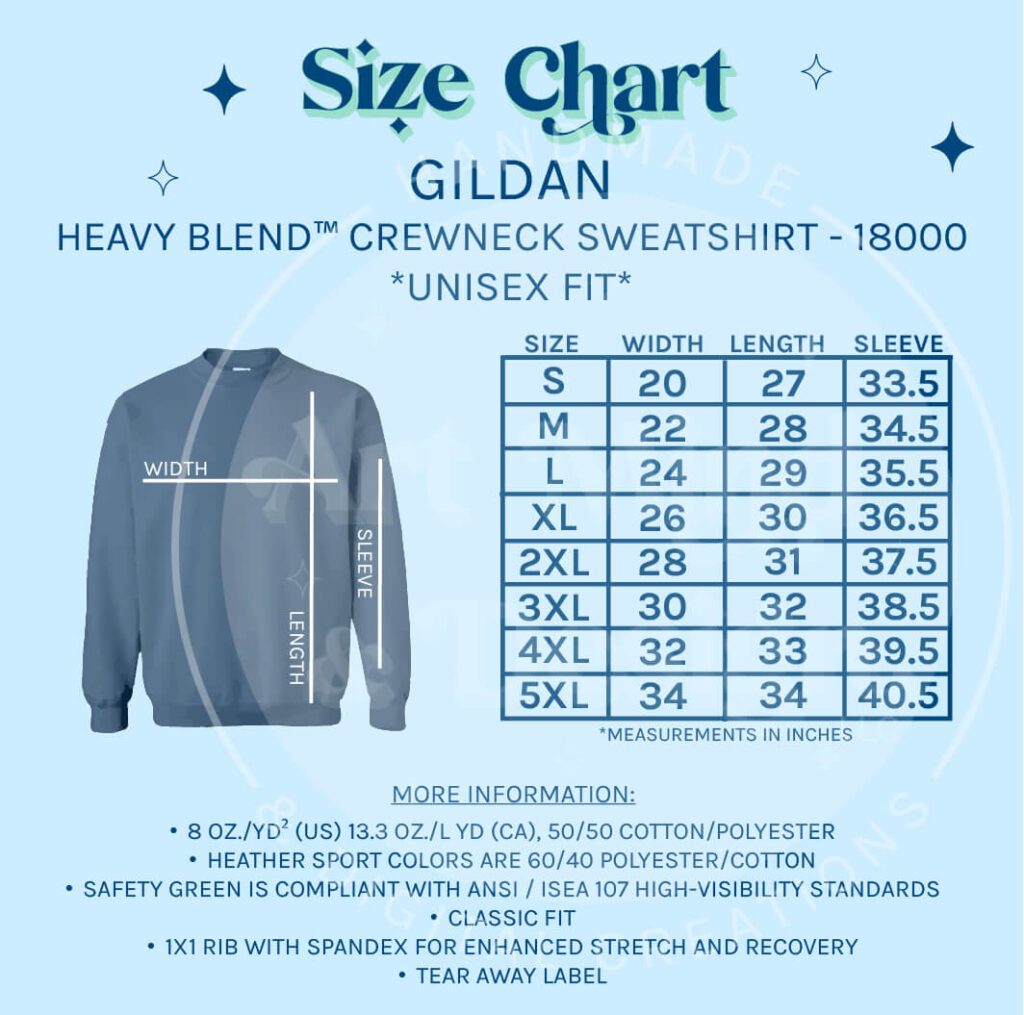 Size Charts – Art Mind and Design LLC